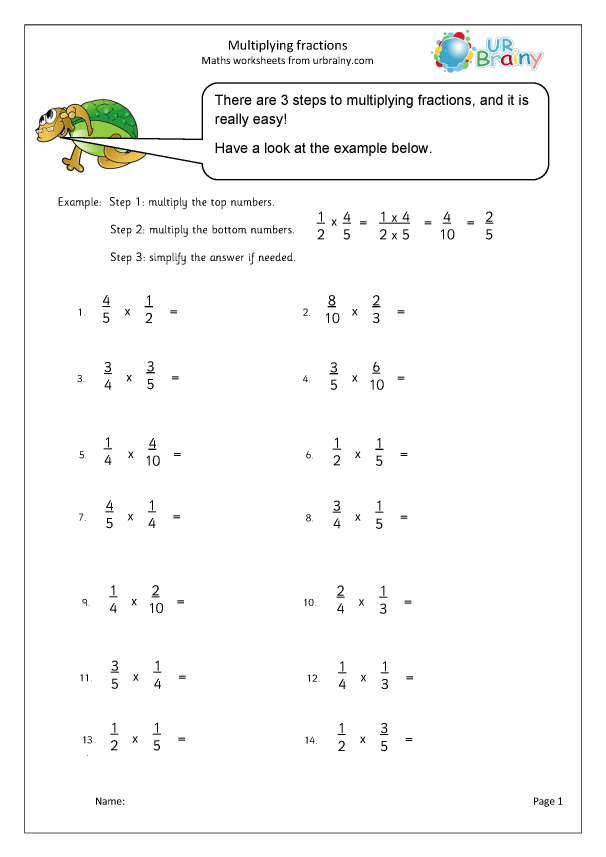 Multiplying Fractions Fraction And Decimal Worksheets For Year 6 Age 